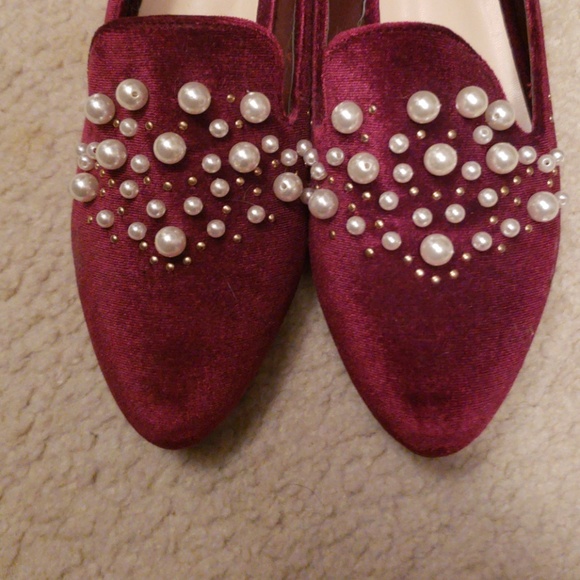 JustFab | Shoes | Plum Colored Flats With Pearl Details | Poshmark